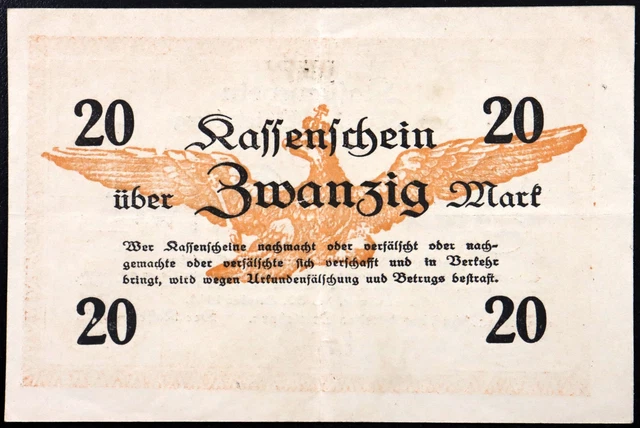 ORTELSBURG / SZCZYTNO 1918 XX-RARE 20 Mark East Prussia German Notgeld ...