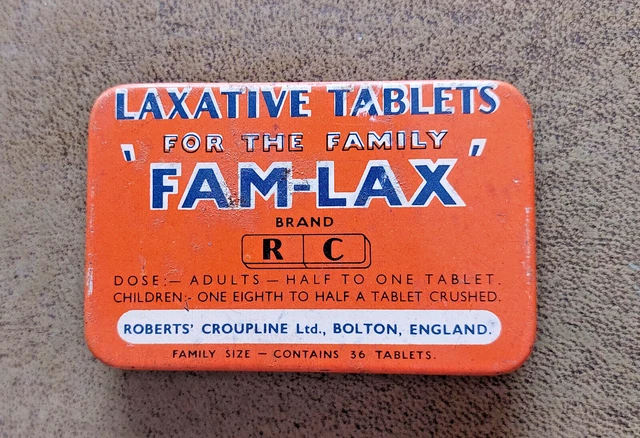 VINTAGE FAM-LAX Laxative Tablets Orange Tin box (1960s) £13.20 ...