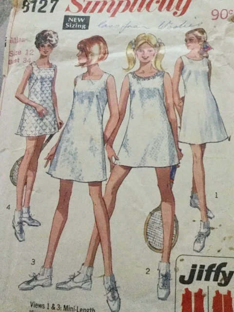 VINTAGE SIMPLICITY SEWING Pattern 8127 Bust 34 Tennis Dress 60s Complete $12.99 - PicClick AU
