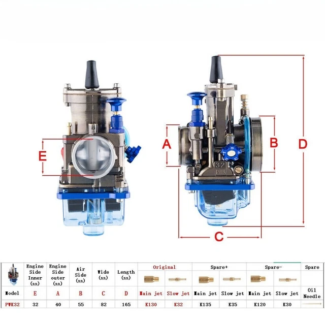 PWK 32 32MM Carburetor Power Jet for 150cc-300cc Engine Scooter Dirt ...