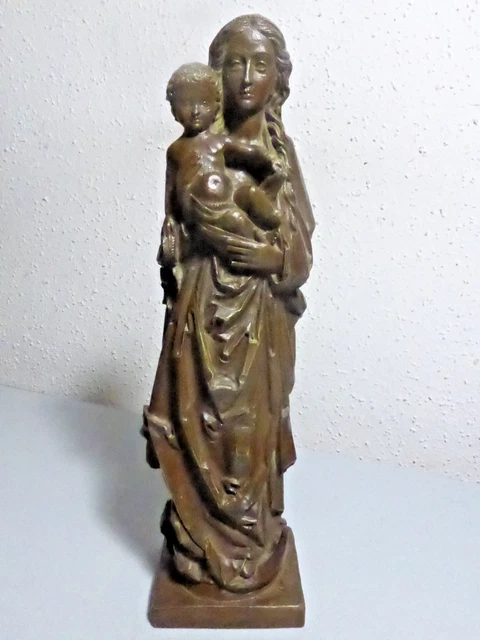 ANCIENNE STATUE VIERGE Marie a l’enfant en bois sculpte EUR 249,00 ...