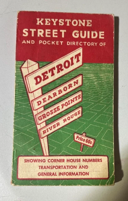 1949 KEYSTONE STREET Guide Pocket Directory Detroit Dearborn ...