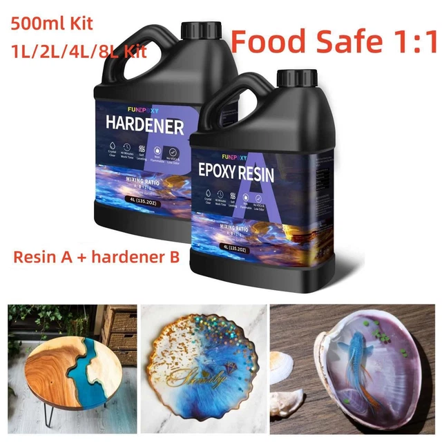 CLEAR EPOXY RESIN - 500ml 1L 2L 4L 8L Kit - Food Safe 1:1 AB- Fast Cure ...