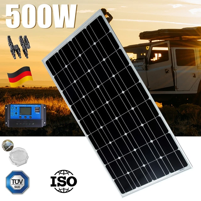 12V 500W SOLAR Panel Mono Home Fixed Caravan Camping Power Battery ...