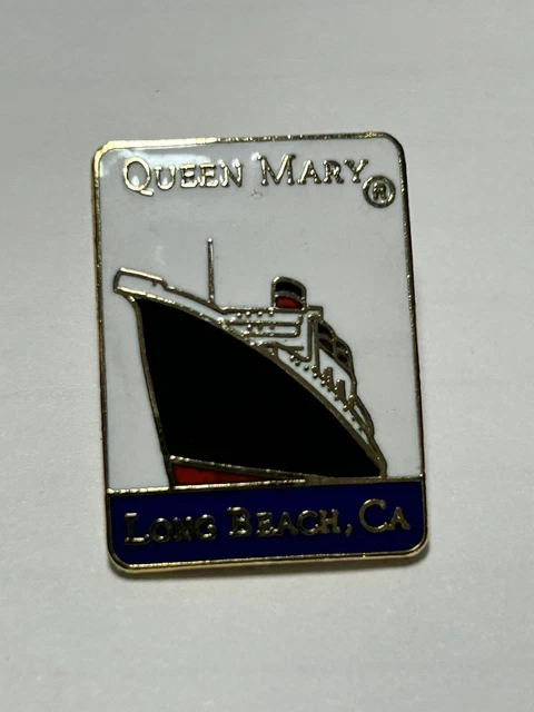 VTG QUEEN MARY Cunard Ocean liner Long Beach CA Souvenir Enamel Lapel ...