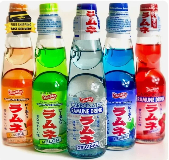 RAMUNE JAPANESE SODA Variety 6 Pack-Hata Bin-Iri Multiple Flavors ...