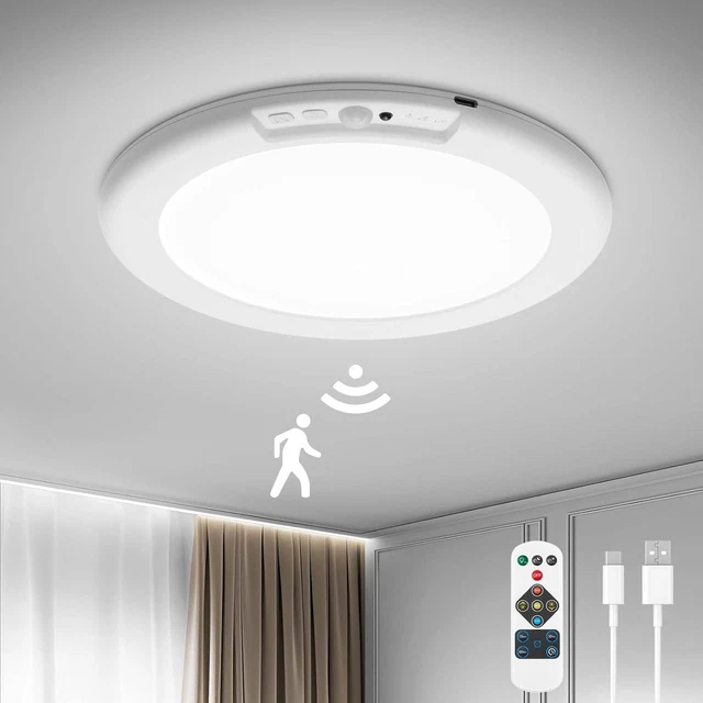 RECHARGEABLE MOTION SENSOR Ceiling Light for Shed Garage Shower Loft £ ...