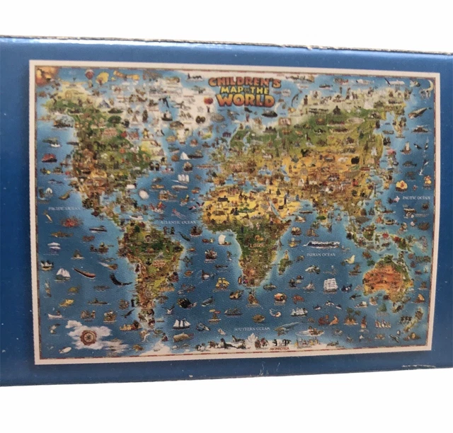 CHILDREN’S MAP OF the World Illustrated Large Laminated 54x38 Dino’s £ ...