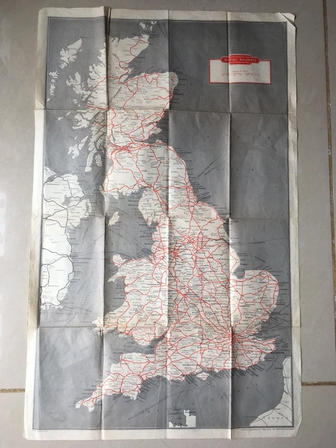 VINTAGE BRITISH RAILWAYS UK Passenger Network Map from 1952 £5.00 ...
