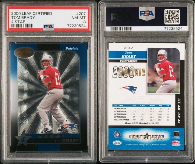 2000 LEAF CERTIFIED Tom Brady RC PSA 8 #1405/1500 EUR 996,67 - PicClick FR