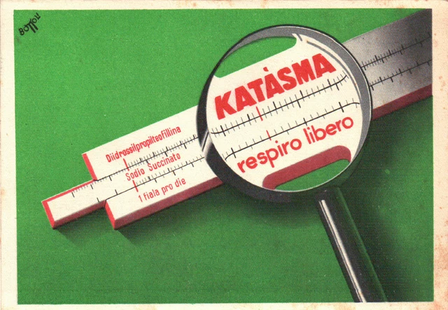 CARTOLINA PUBBLICITARIA MEDICINALE " Katasma " Laboratorio Genova 1952 ...