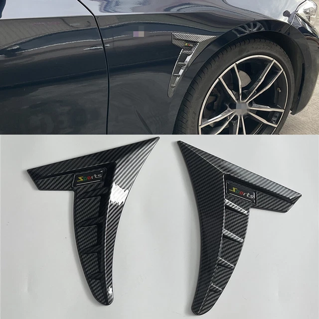 2X CARBON FIBER Look Car Side Wing Air Flow Fender Grill Trim Stickers ...