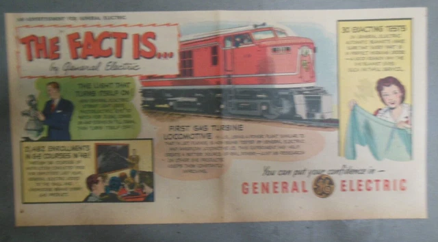 GENERAL ELECTRIC AD: First Gas Turbine Locomotive! 1949 Size: 7.5 x 15 ...