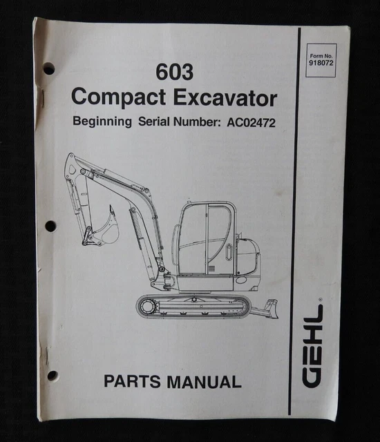 ORIGINAL GEHL 603 Kompakt Bagger Teile Katalog Manuell Gut Form EUR 29 ...