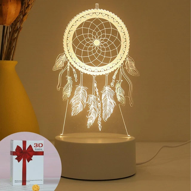 3D ILLUSION LED Night Light, 3 Colours Gradual Changing Switch USB ...
