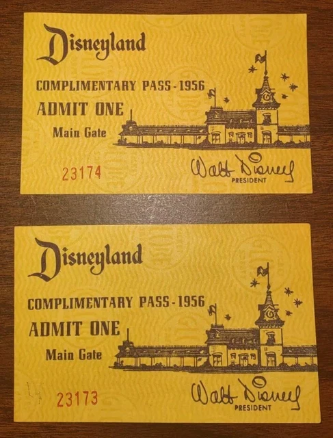 1956 DISNEYLAND COMPLIMENTARY Main Gate Passes £220.47 - PicClick UK