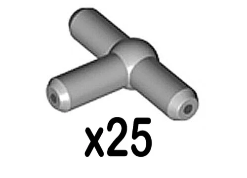25 LEGO PNEUMATIC "T" Fittings (technic,tubing,hose,air,connector,bar ...