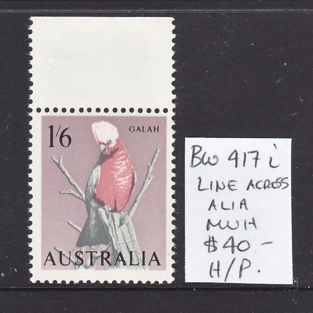 1'6 GALAH WITH VARIETY BW417i LINE ACROSS RALIA MUH HELICON PAPER. EUR ...