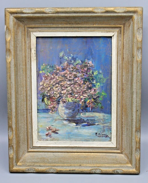 ANCIEN TABLEAU HUILE Sur Panneau Bouquet De Fleur Signature A Identifier EUR 69,99 - PicClick FR