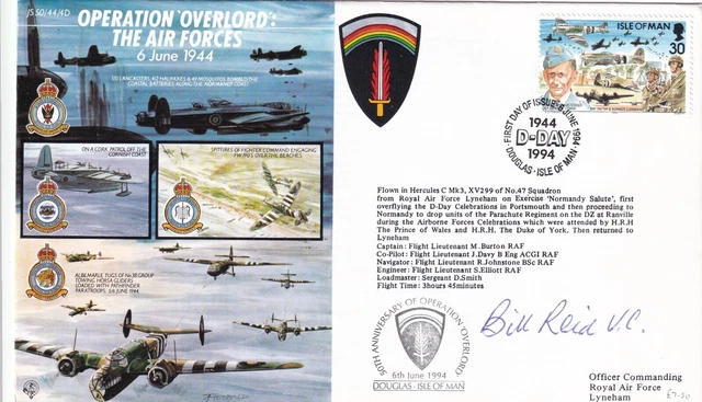 RAF OPERATION OVERLORD The Ar Forces Cover Signed By Bill Reid Vc £12. ...