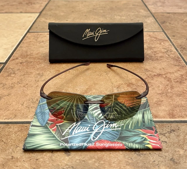 MAUI JIM KOMOHANA MJ446-26M Rimless Sunglasses Matte Rootbeer Frame ...