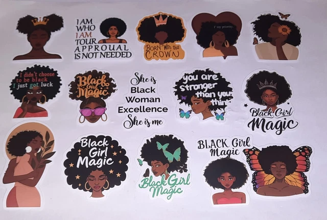 50 STICKER BLACK Girl Magic Poc Afro Power Aufkleber Stickerbomb DIY ...