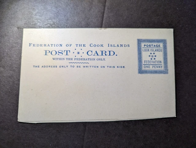 MINT COOK ISLANDS Federation Postal Stationery Postcard One Penny ...