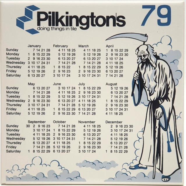 VINTAGE PILKINGTON'S &OLD Father Time" Calendar Tile 1979 £7.99 ...