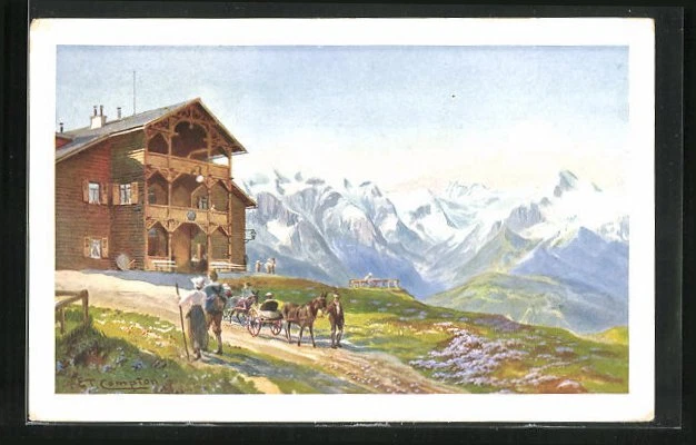 ARTIST AK EDWARD Theodore Compton: The Hotel with the View of the Glocknergr £6.14 - PicClick UK