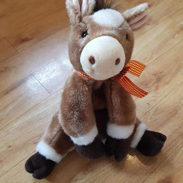 ANIMAL ALLEY HORSE Pony Brown Donkey Soft Toy Plush wearing a bow tie £ ...