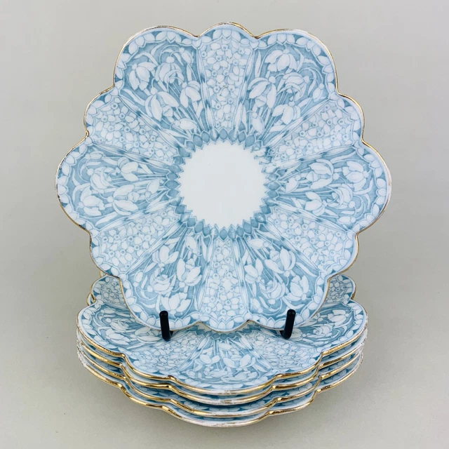 FIVE WILEMAN FOLEY China Snowdrops Saucers Daisy Shape Rd 331958 Ptn ...