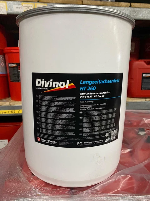 DIVINOL LAGERFETT ACHSENFETT 15 kg Langzeit HT260 Öl Fett MAN Fett ...