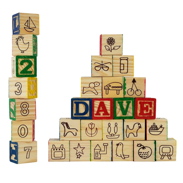 WOODEN ABC 123 Building Blocks Cubes Kids Alphabet Letters Numbers ...