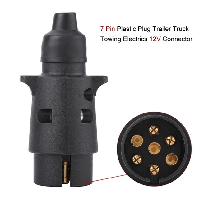 PLASTIC 7PIN 1ES Trailer Plug Socket Wiring Connector Adapter Black ...