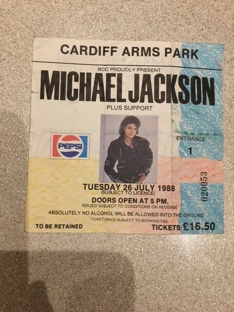 MICHAEL JACKSON CONCERT Ticket - Bad Tour - Cardiff Arms Park 26 July ...