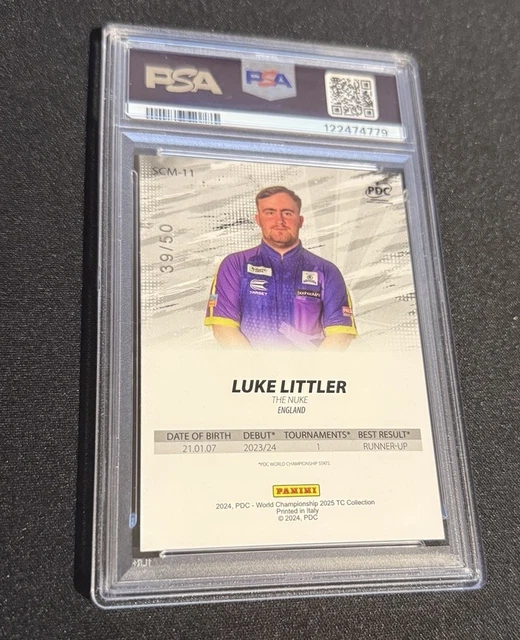 PANINI 2025 PDC Darts WM - Luke Littler /50 The Nuke PSA 10 Scoring ...