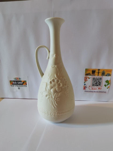 AK KAISER - Weiße Vase aus mattem Biskuitporzellan mit Blumenmuster und Henkel EUR 29,99 ...