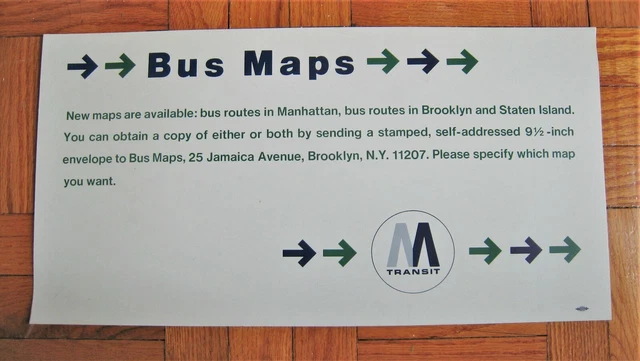 VINTAGE 1970S NEW York City Bus Advertisement Bus Maps Manhattan ...