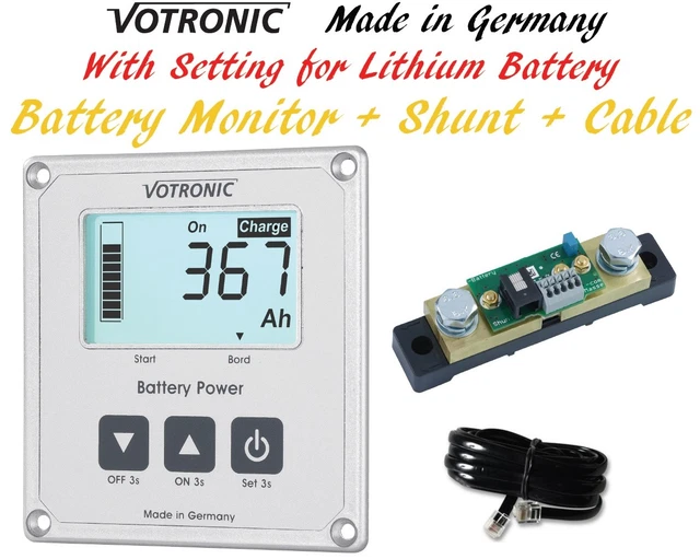 VOTRONIC DUAL BATTERY Monitor Gauge Meter RV Marine Boat Solar LiFePo4 ...