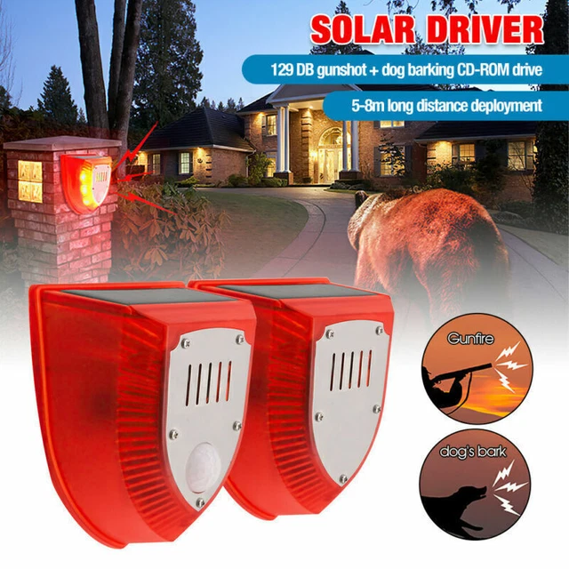 SOLAR POWERED MOTION Sensor Security Alarm Voice And Light Warning ...