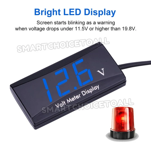 12V LED DIGITAL Monitor Volt Meter Display Battery Gauge Voltage ...