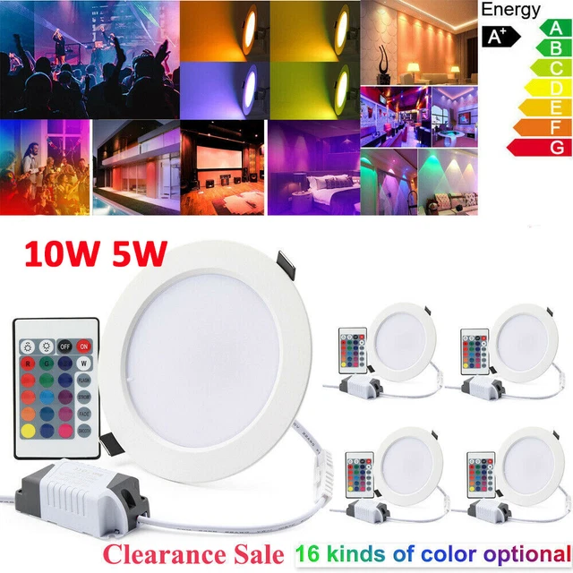RGB 10W LED Panel Ceiling Lamp Lights Recessed Down Wall Spotlight Bulb ...