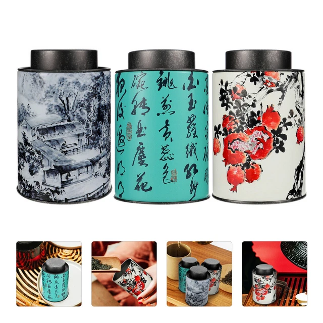 3 PCS TEEDOSE Aus Weißblech Teedosen Teeaufbewahrung Teehalter ...