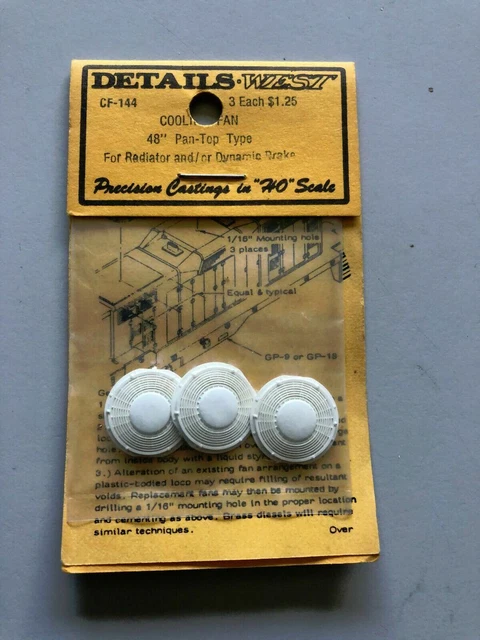 DETAILS WEST 144 HO Scale Cooling Fan 48" Pan-Top Type, For Radiator or ...