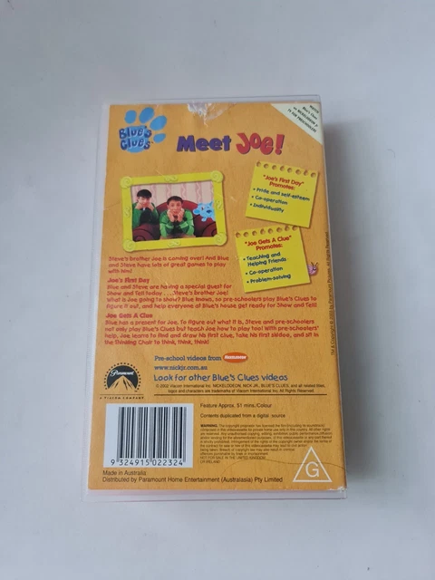 BLUES CLUES - Meet Joe - Vhs $20.00 - PicClick AU