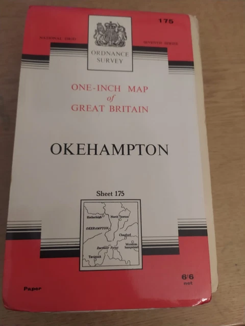 VINTAGE ORDNANCE SURVEY Map - 1" - No. 175, 7th Edition Okehampton ...