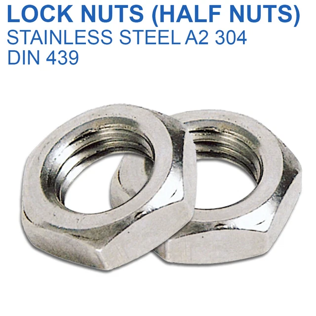 THIN HALF LOCK Nut Stainless Steel M2 M3 M4 M5 M6 M8 M10 M12 M14 M16 M18 M20 M24 £0.99 - PicClick UK