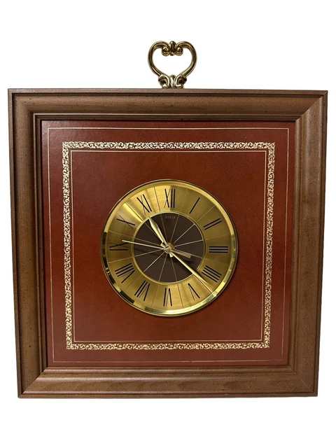 VINTAGE MCM ELGIN Wall Hanging Clock 15" X 15" Very Nice Working ...