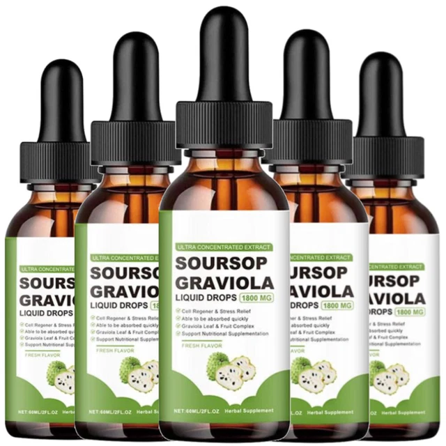 100% PURE ORGANIC Soursop Extract, Tindedly Soursop Liquid Drops 1800mg ...