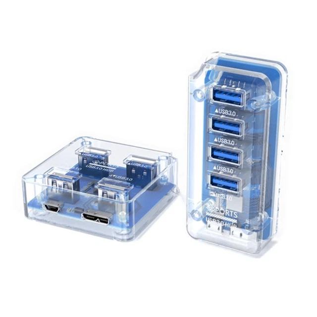 USB3.0 SPLITTER 4-PORT USB Hub Transparent One to Four Computer ...